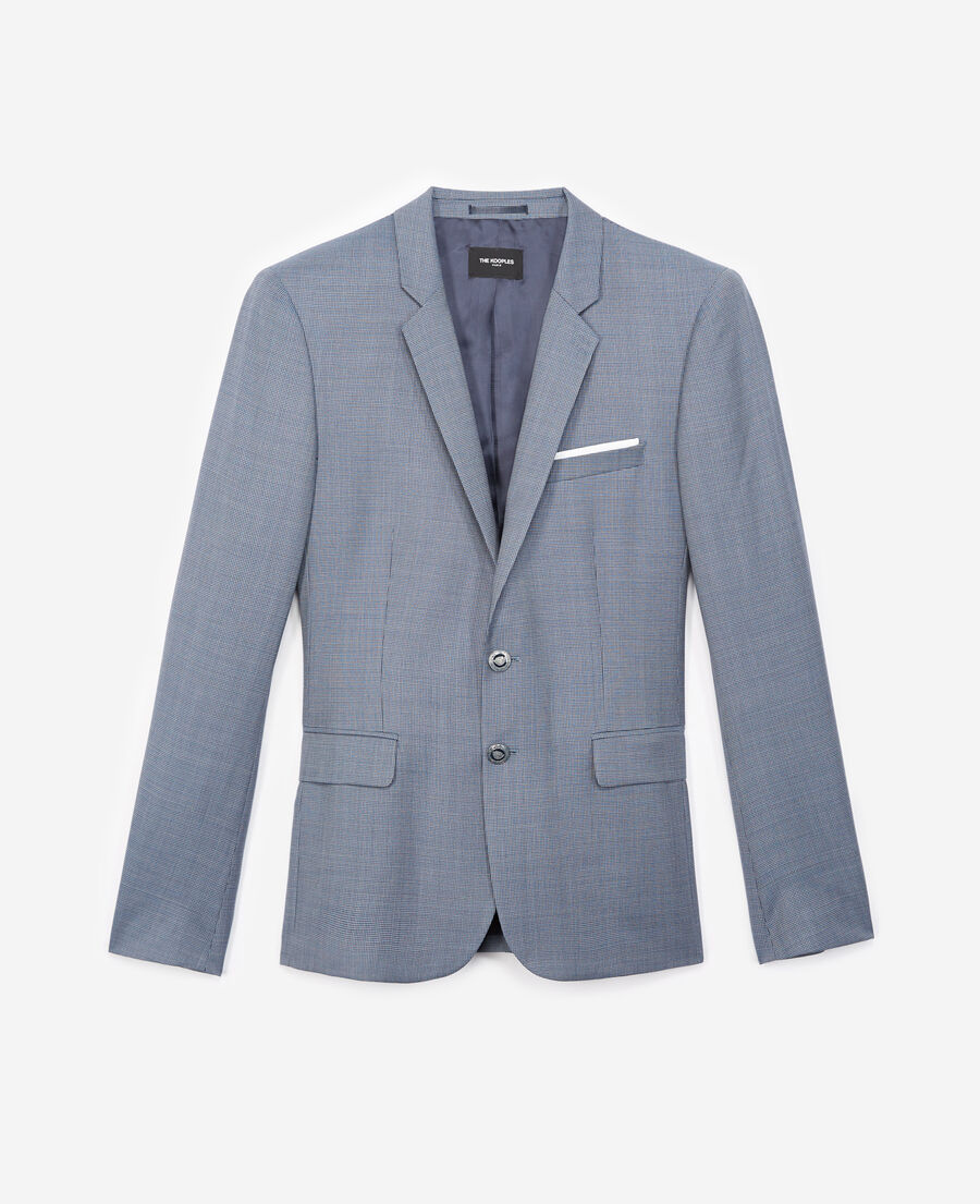 Formal light blue jacket with check motif | The Kooples - UK