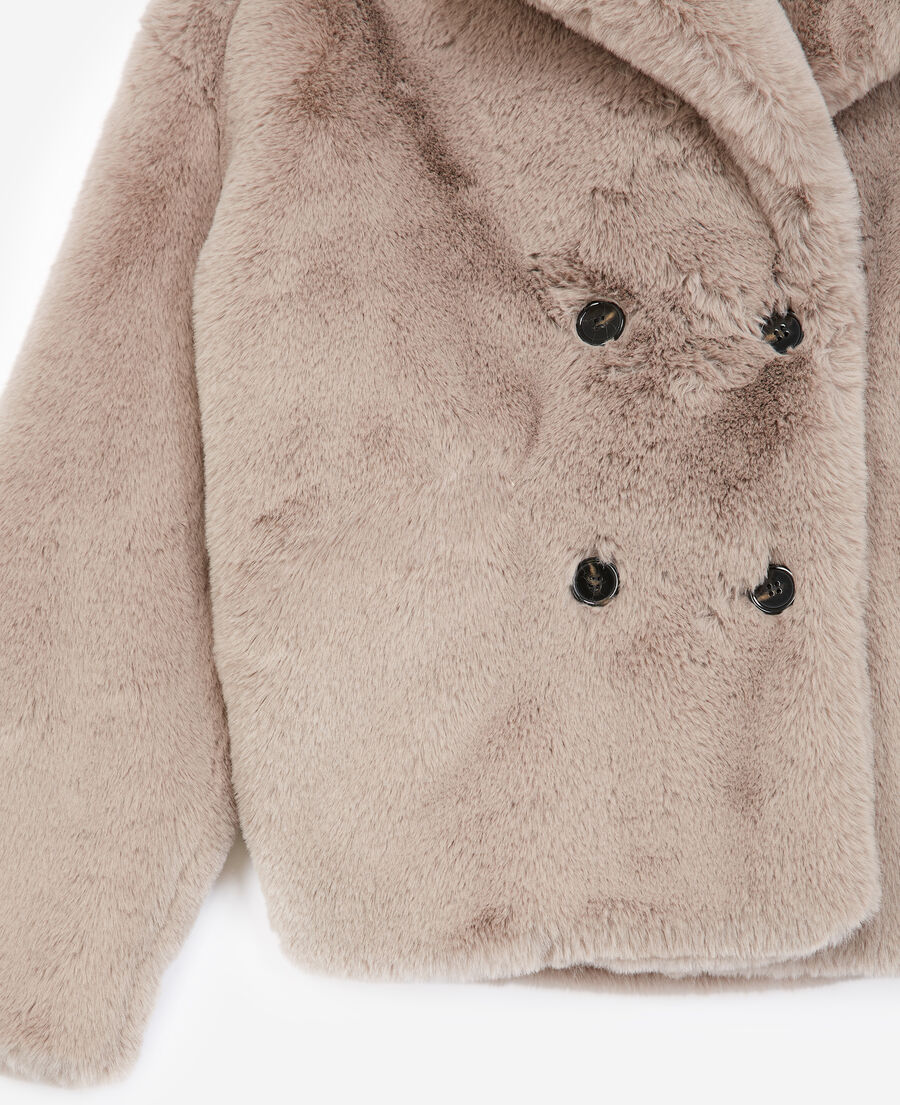 Cropped grey faux fur coat | The Kooples - UK