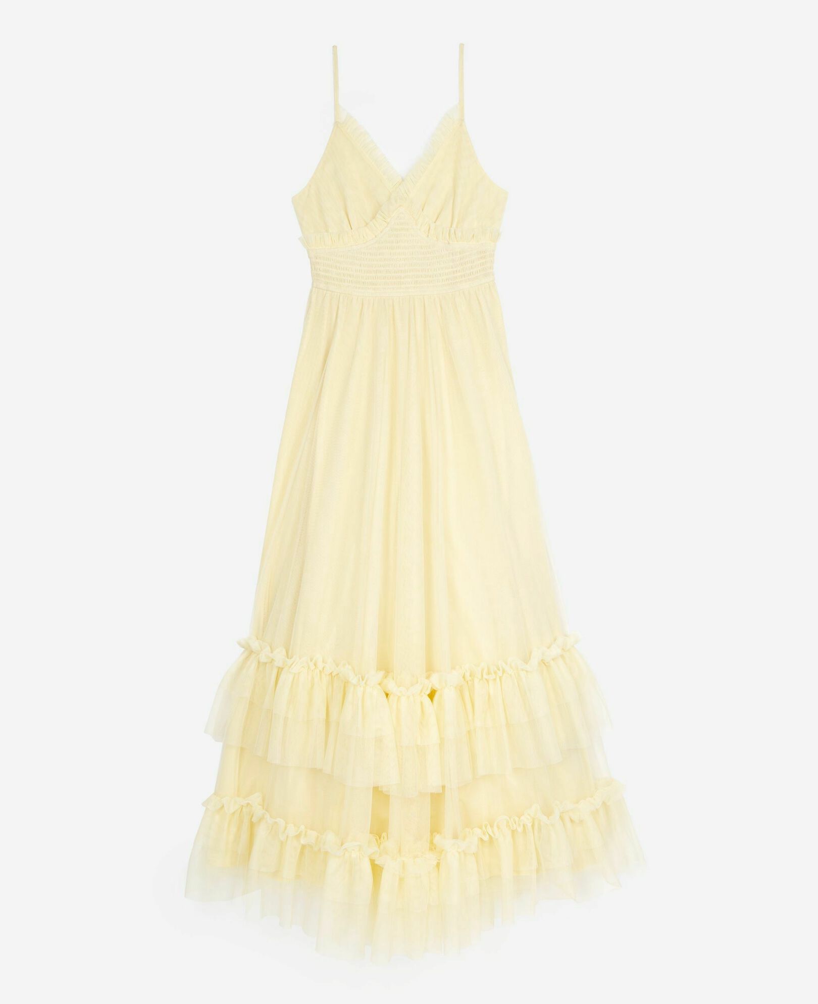 Women's Long yellow tulle dress | The Kooples US