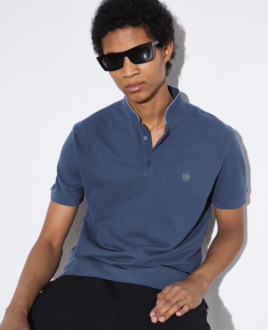 Polo col officier en piqué de coton