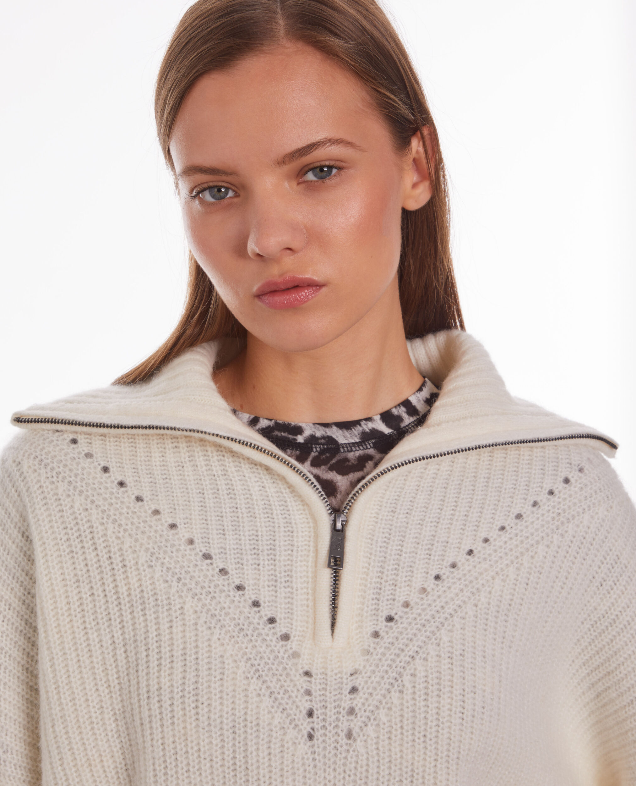 Pull écru en laine mélangée | The Kooples - France