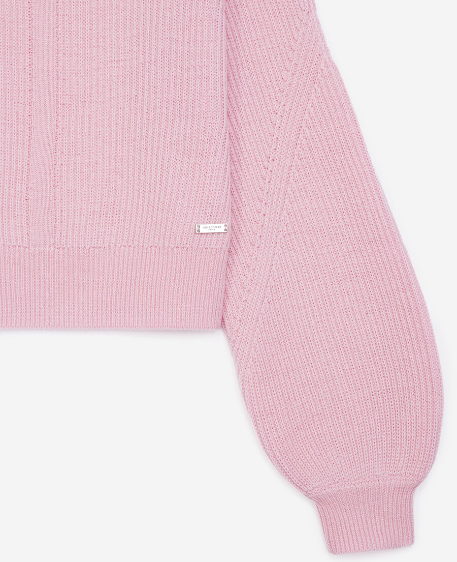 Roomy light pink sweater in merino wool | The Kooples