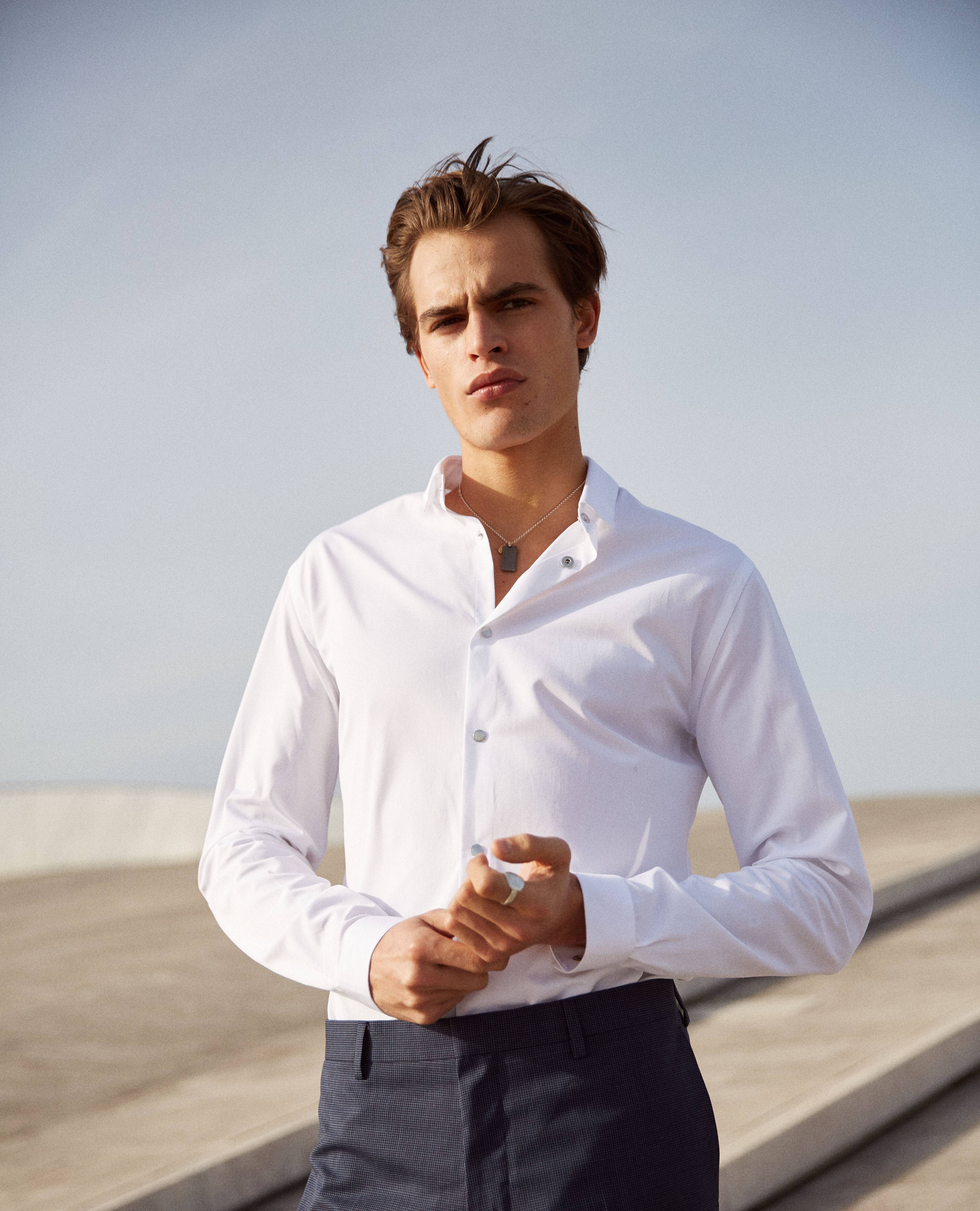 White cotton shirt with metal buttons The Kooples