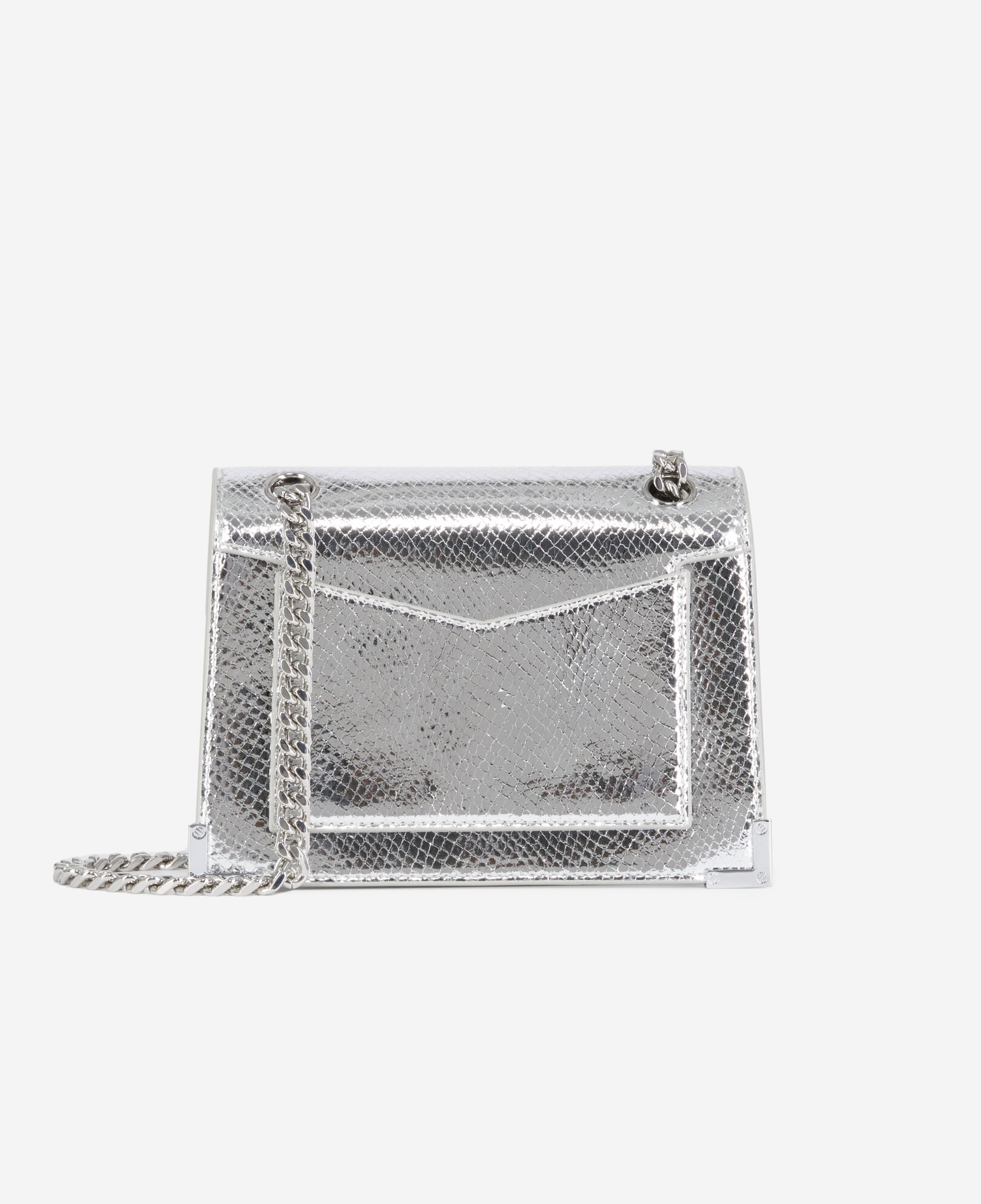 Emily chain bag in silver python-effect leather | The Kooples US