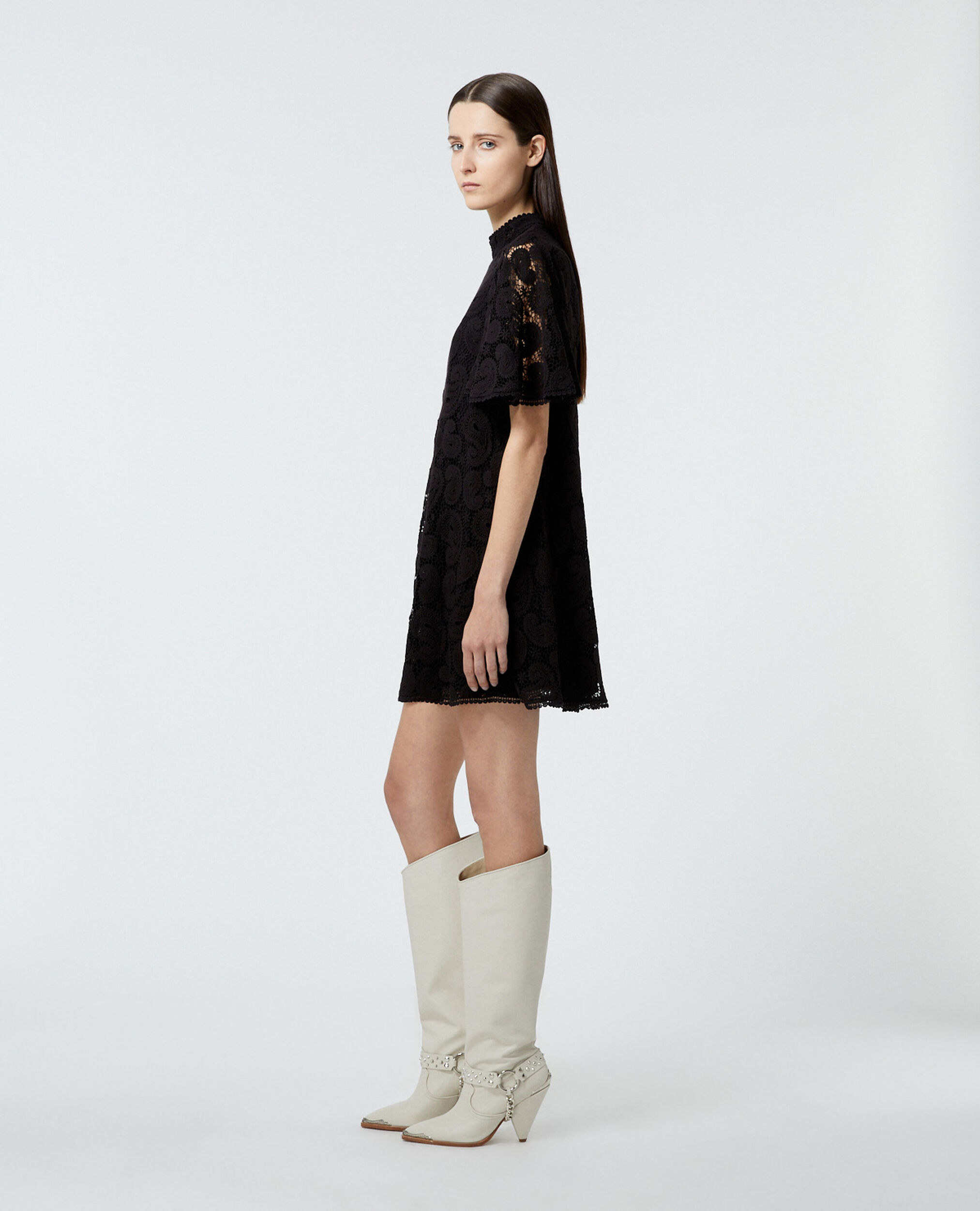 Short printed dress with lace frills | The Kooples