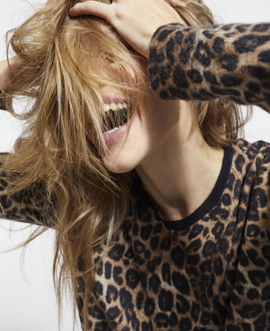 Leopard print cashmere sweater | The Kooples - US