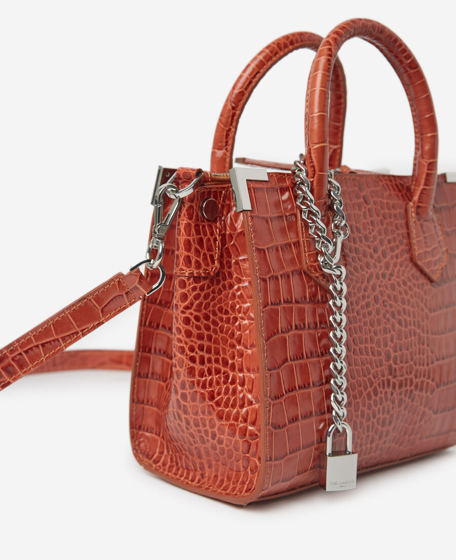 Ming medium red croc-print bag in leather | The Kooples - US
