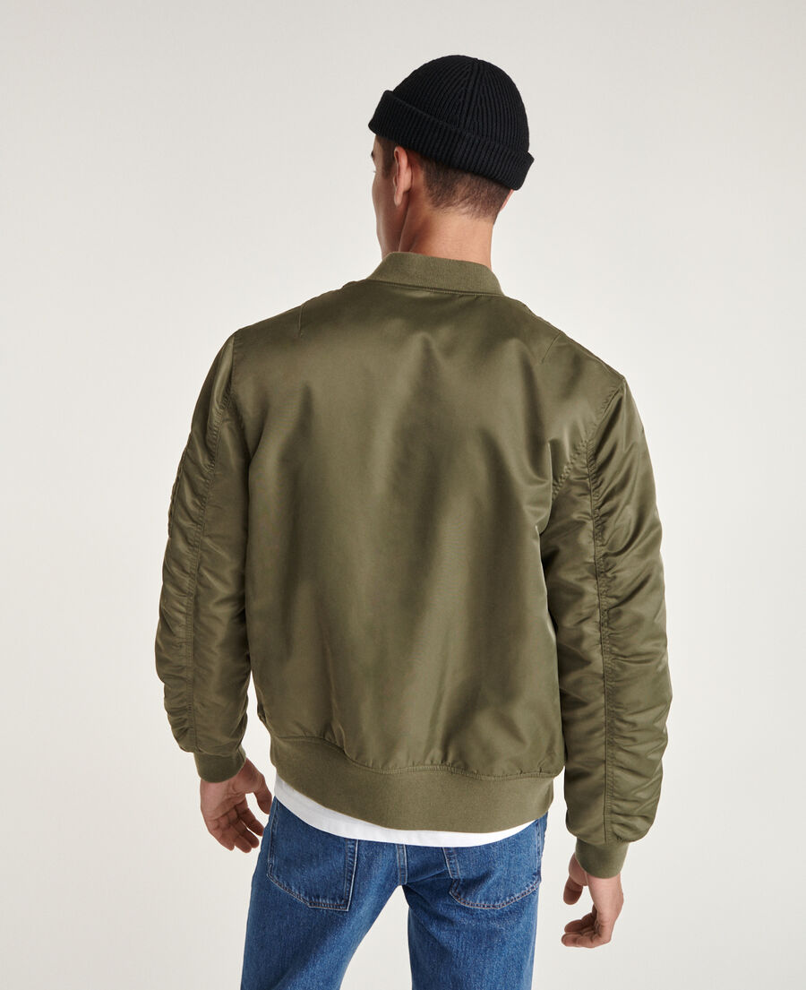 Khaki bomber jacket with orange lining | The Kooples - US