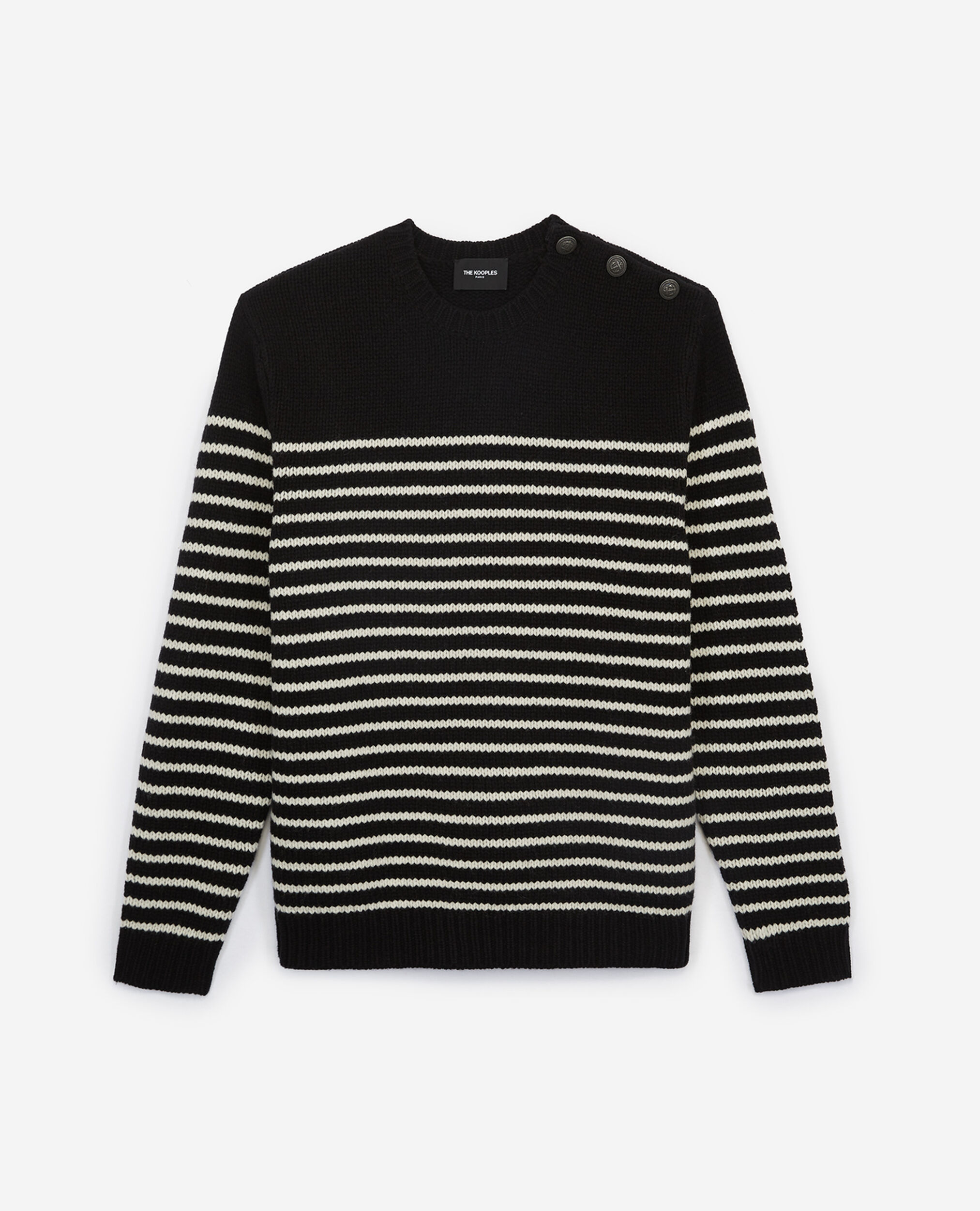 Black and ecru wool striped sweater