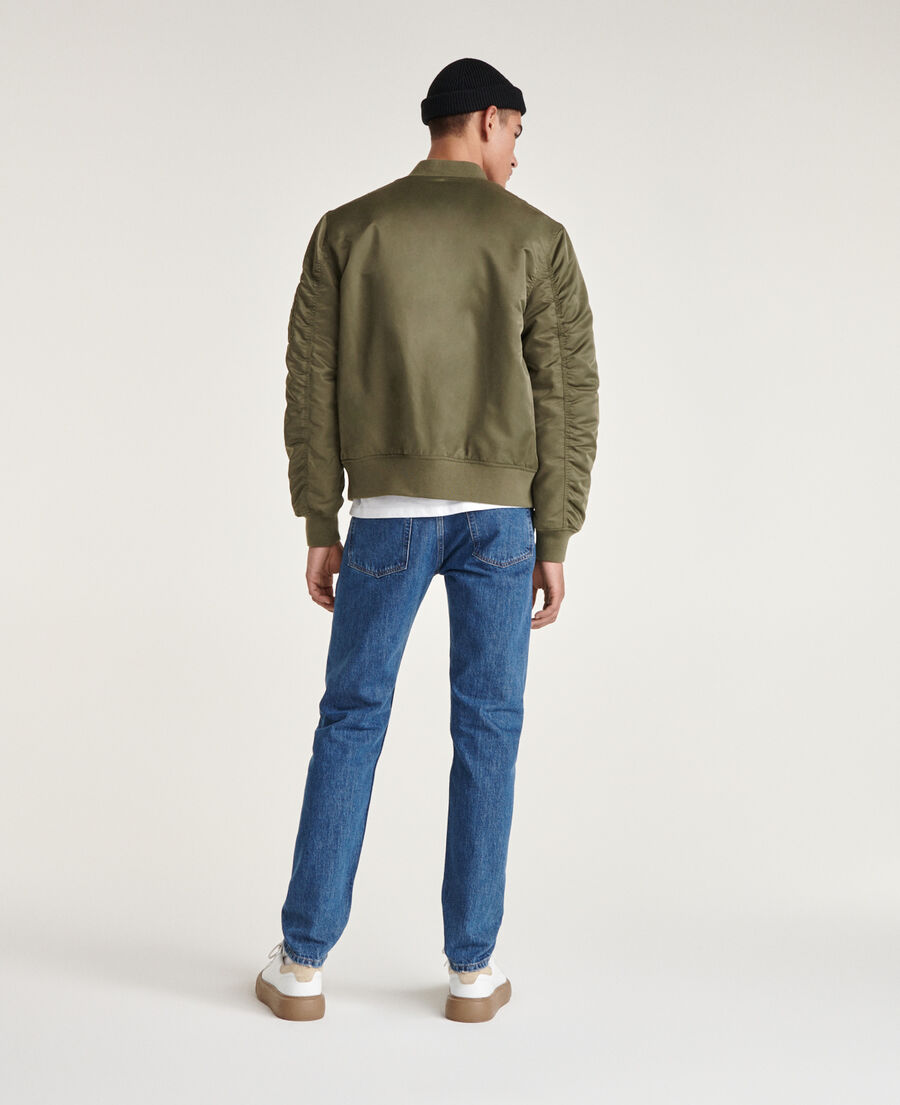 Khaki bomber jacket with orange lining | The Kooples