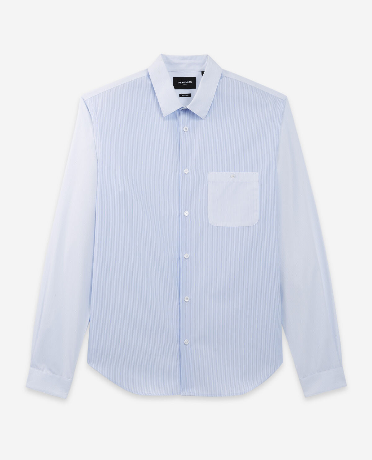 Chemise col blanche rayures bleu ciel | The Kooples - France