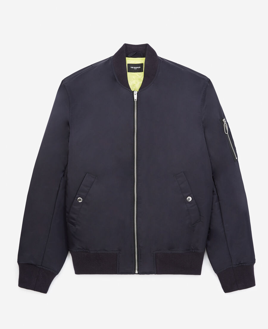 Quilted Technical Navy Blue Bomber Jacket The Kooples