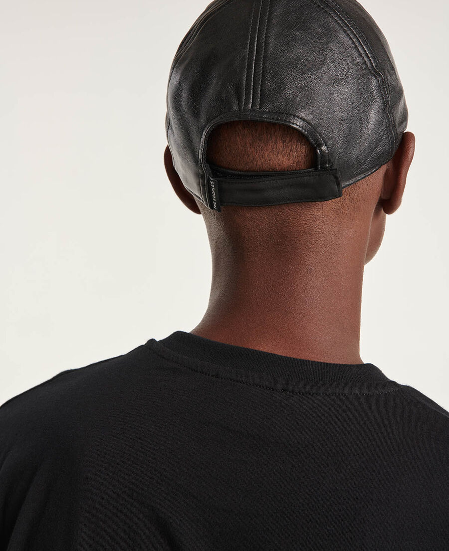Black leather cap with skull detail | The Kooples