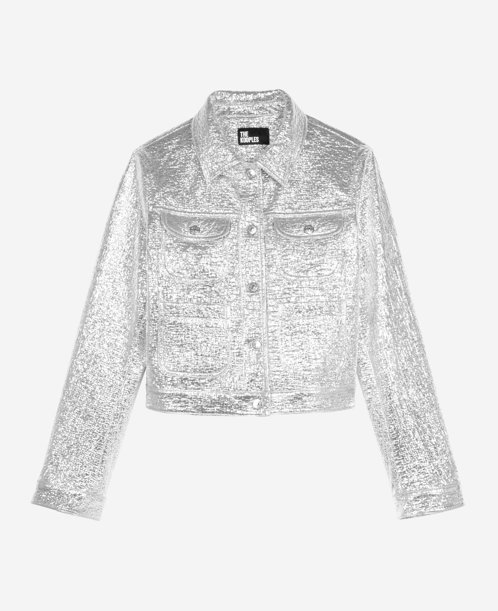 Short shiny silver jacket| The Kooples