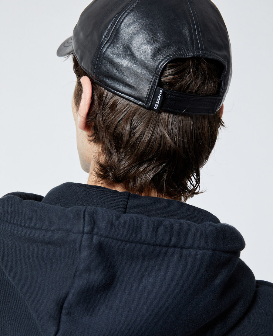 Black leather cap with skull detail | The Kooples