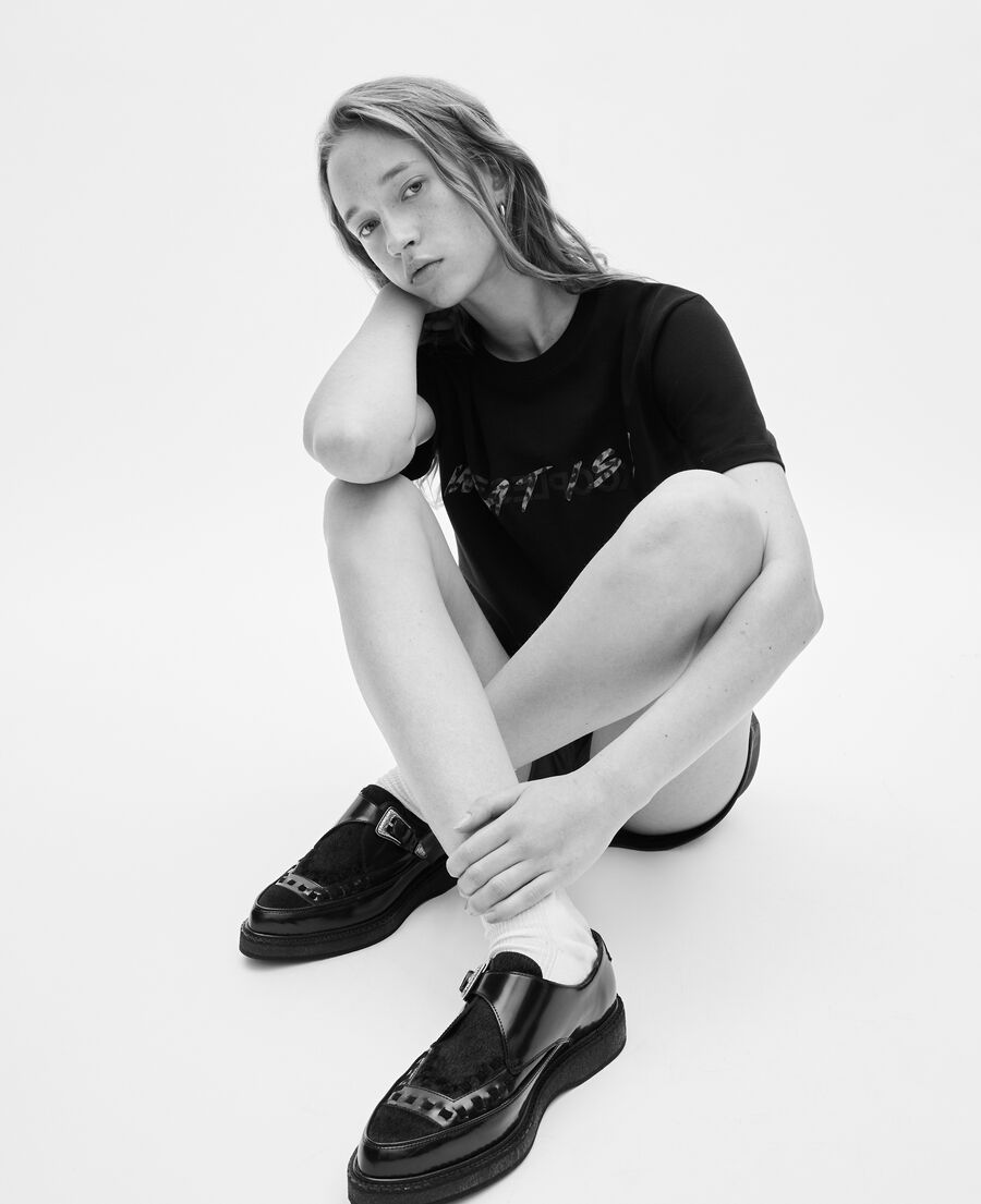 T-shirt Femme What is noir et léopard | The Kooples - France