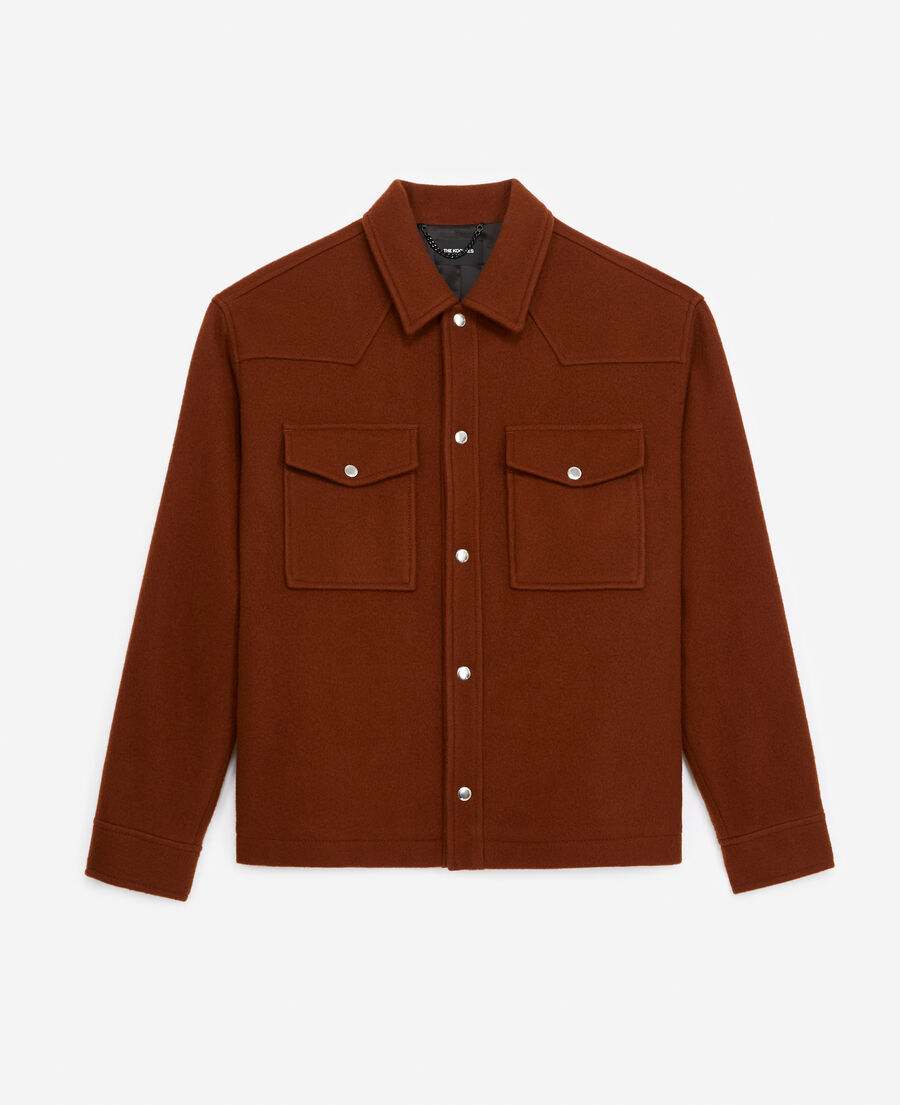 Western-style orange wool jacket | The Kooples