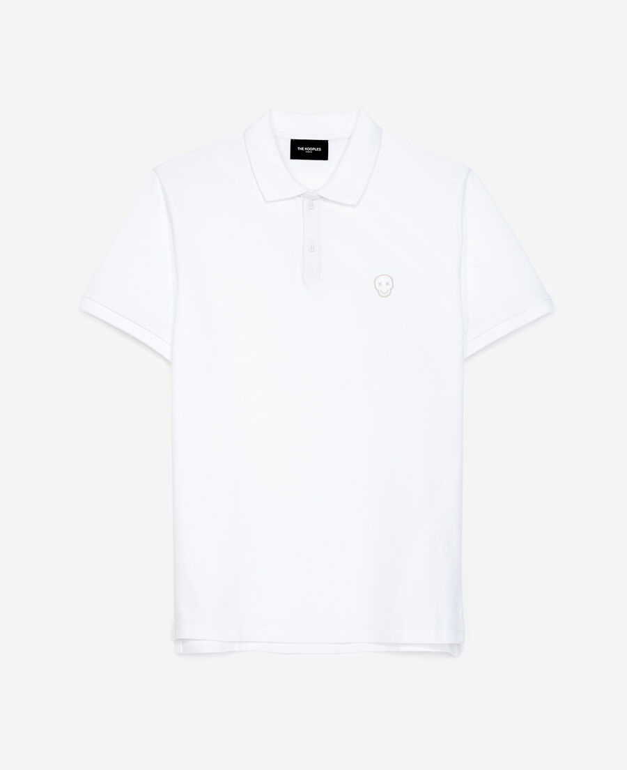 Polo blanc col classique à détail brodé | The Kooples - France