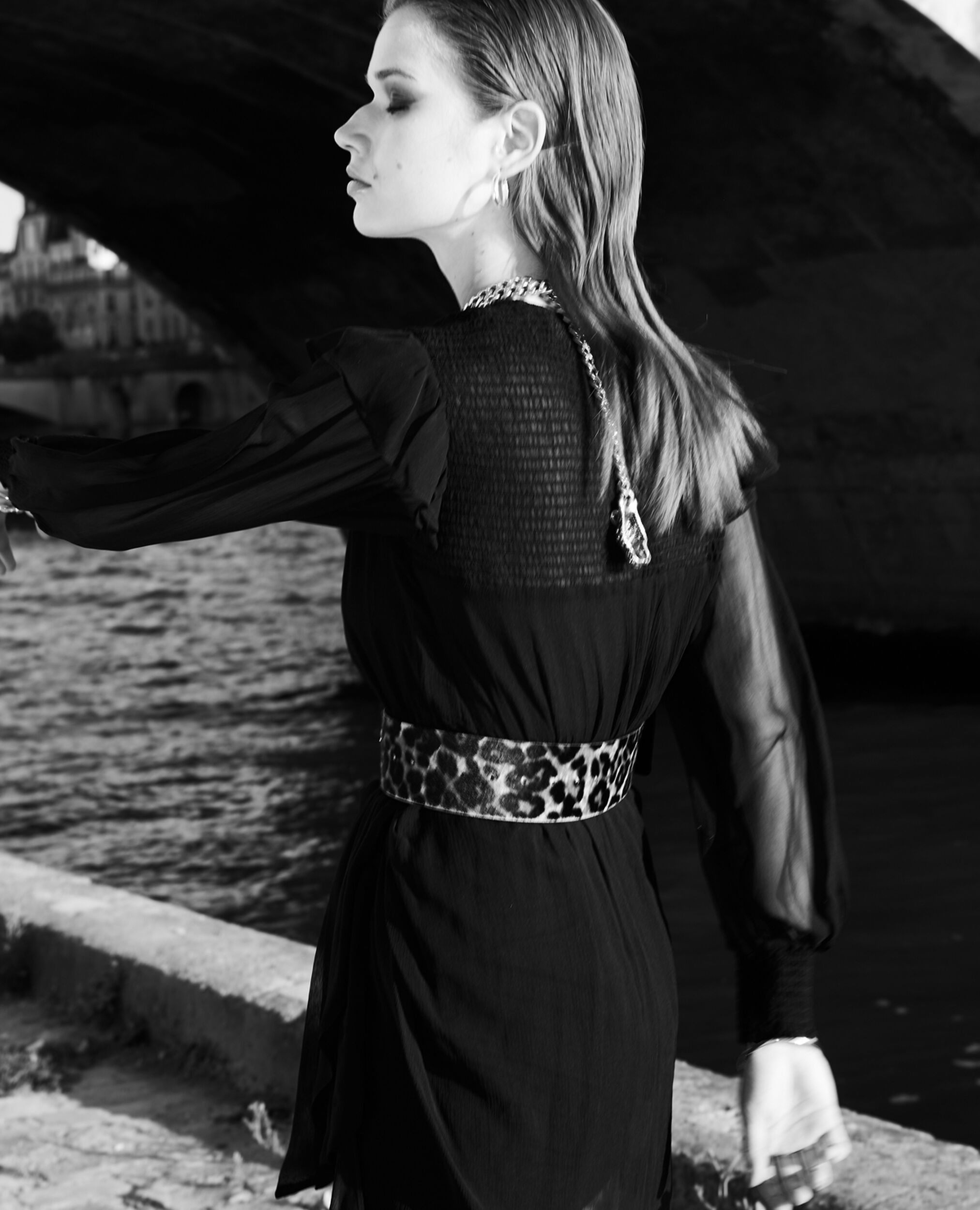 Short black dress with smocking at the top | The Kooples