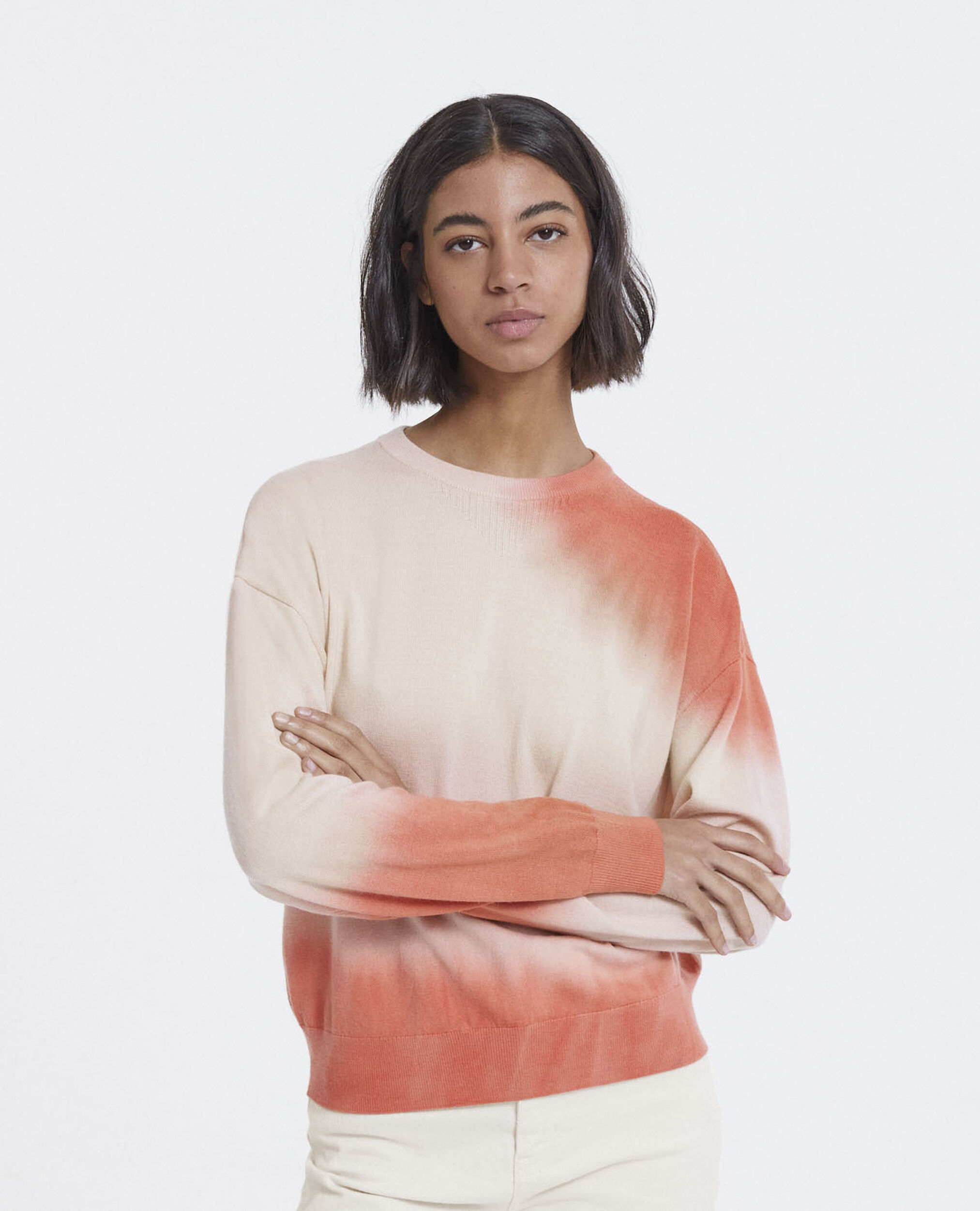 Loose-fit tie-dye peach wool sweater | The Kooples - US