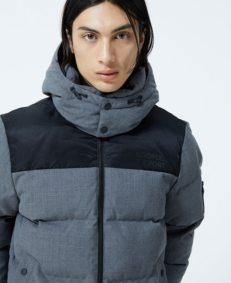 Quilted charcoal grey down jacket | The Kooples - UK