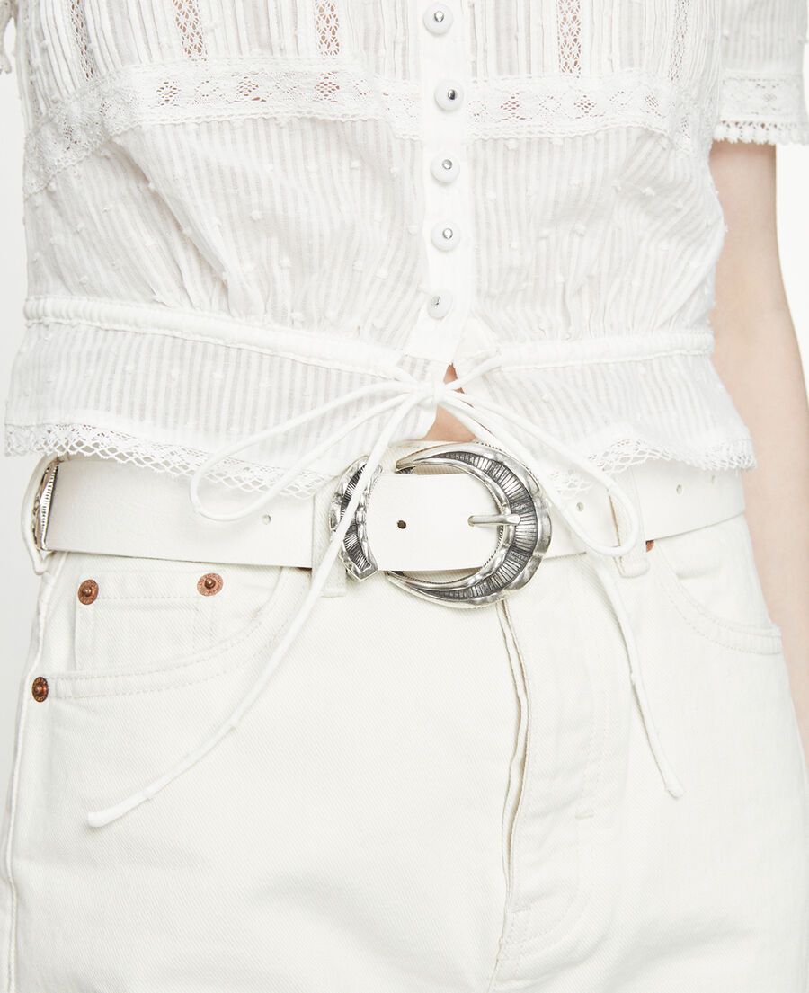 Classic white leather belt | The Kooples