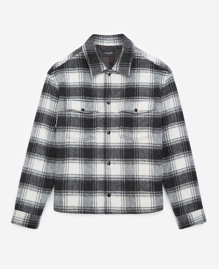 Black and white wool jacket with check motif | The Kooples - UK