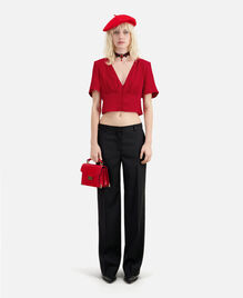Short red top with jacquard polka dots| The Kooples