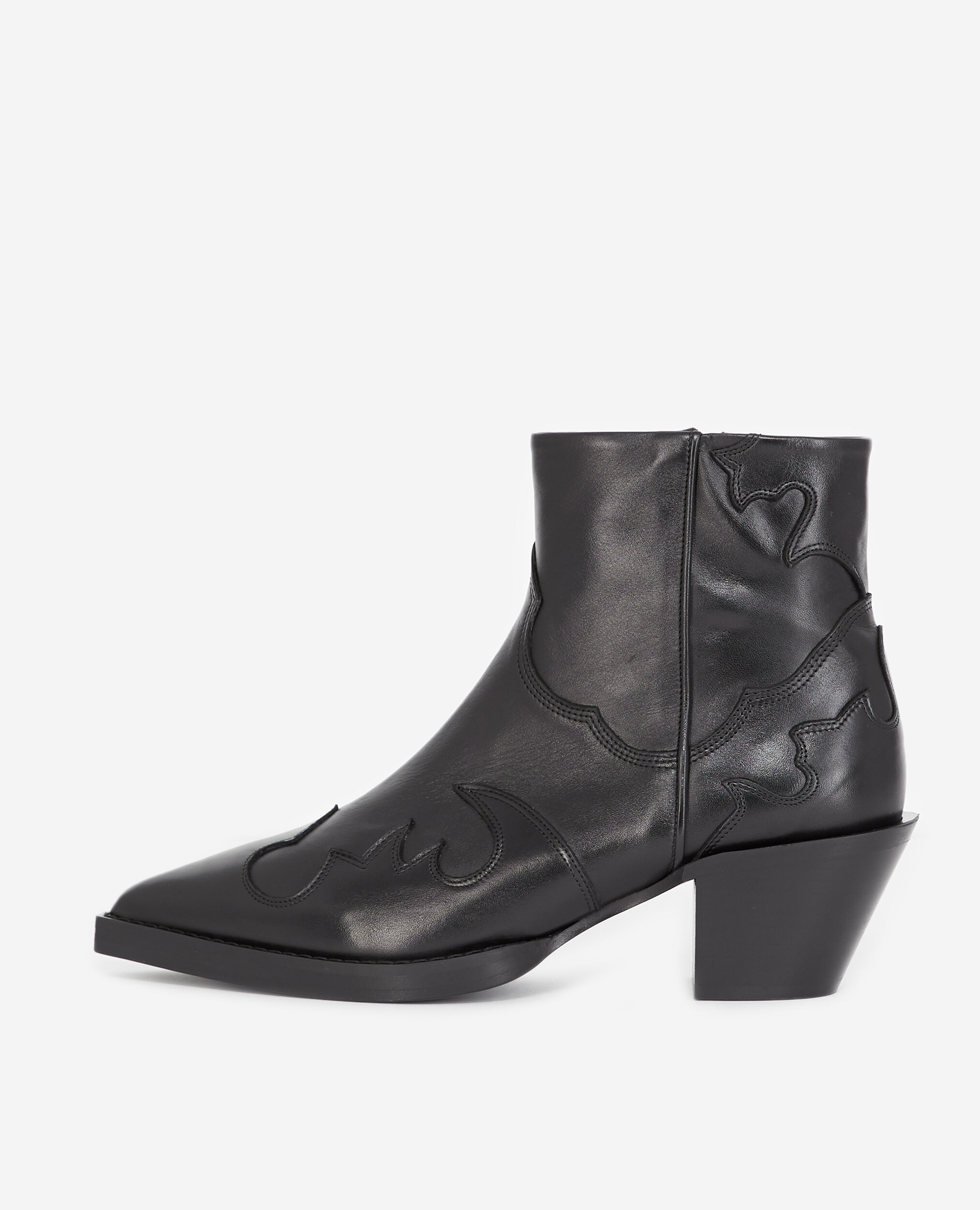 Bottines noires à talons cuir western | The Kooples