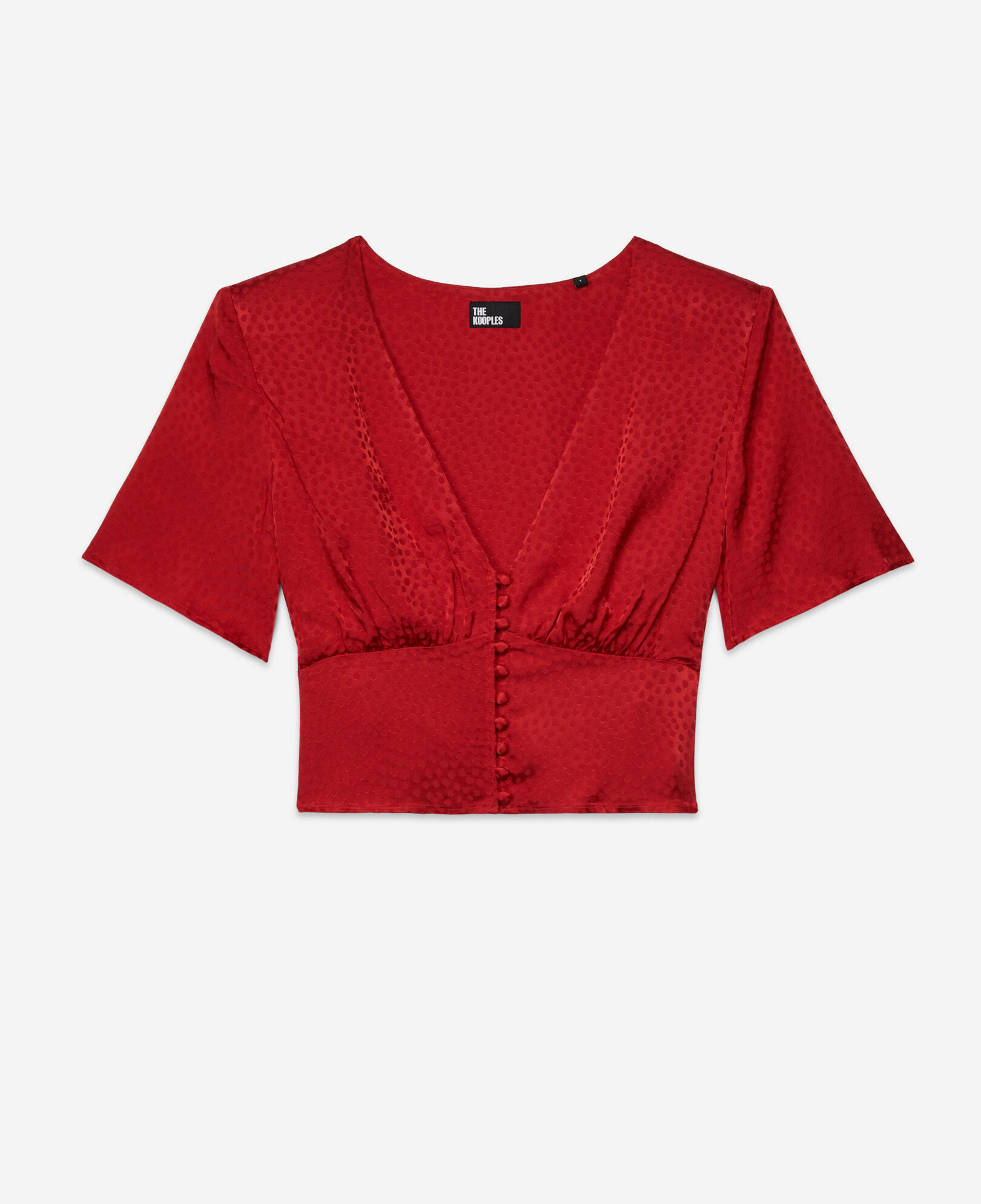 Short red top with jacquard polka dots | The Kooples US